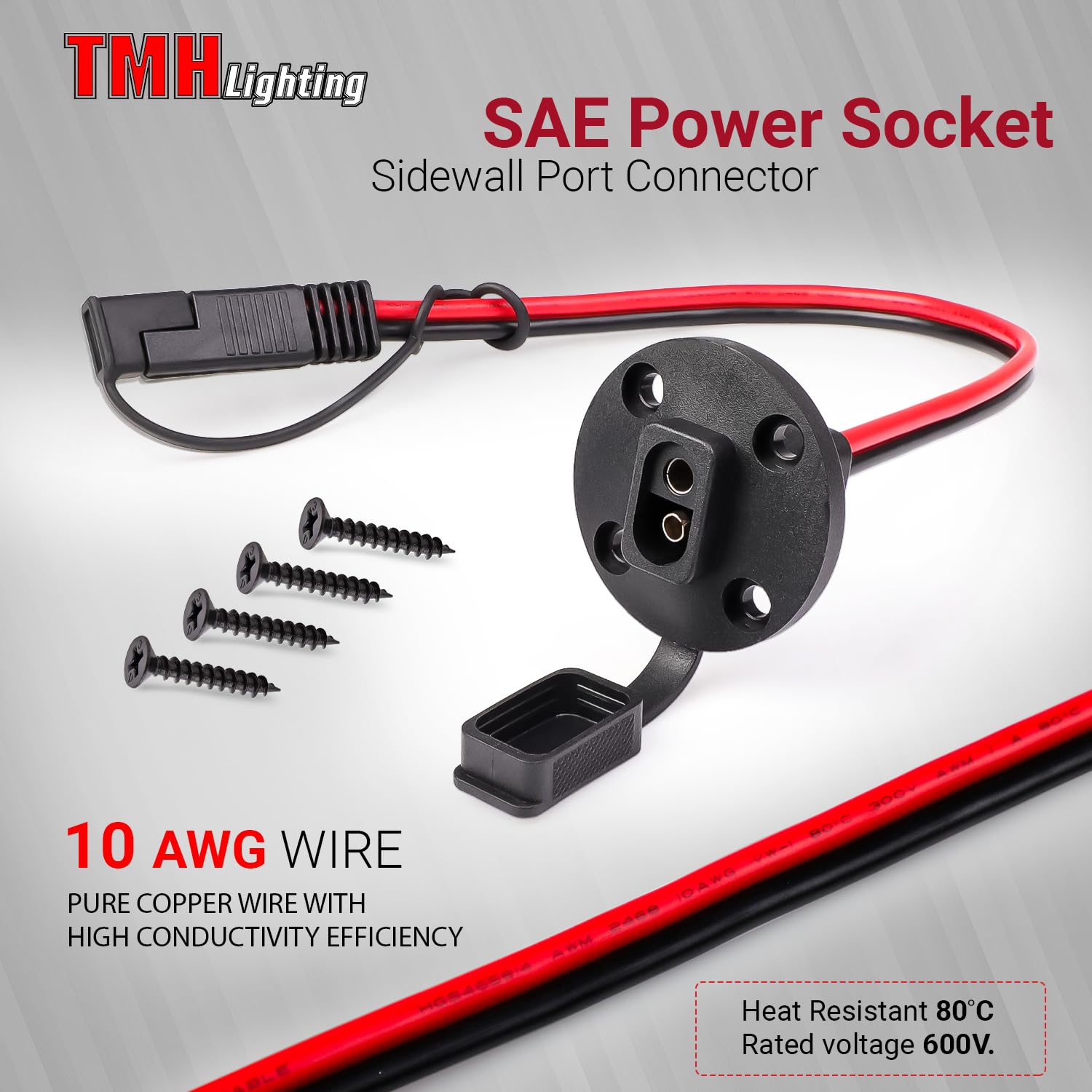 Snapklik.com : TMH 2 FT - 10 AWG SAE Power Socket Sidewall Port ...