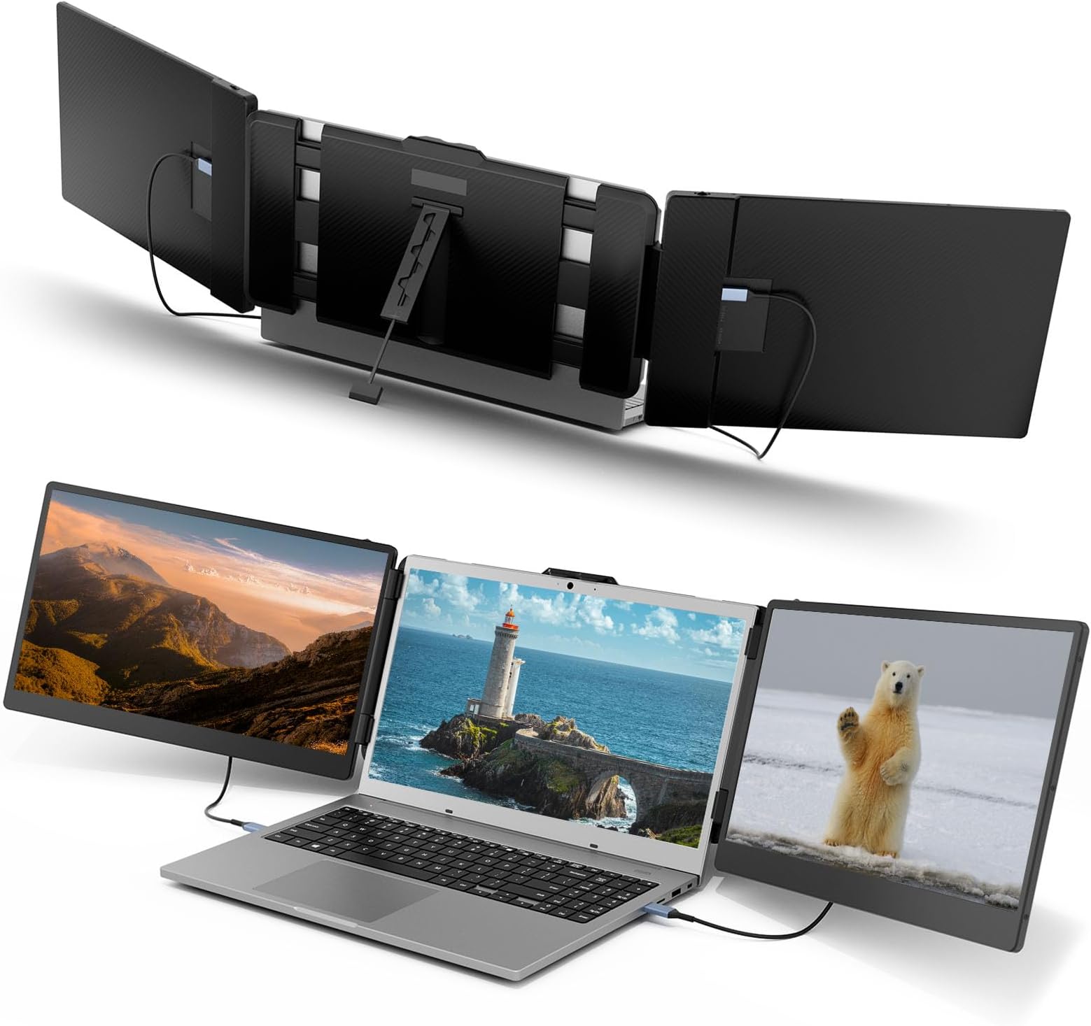 Amazon.com: KEFEYA Triple Screen Laptop Monitor Extender, Portable ...