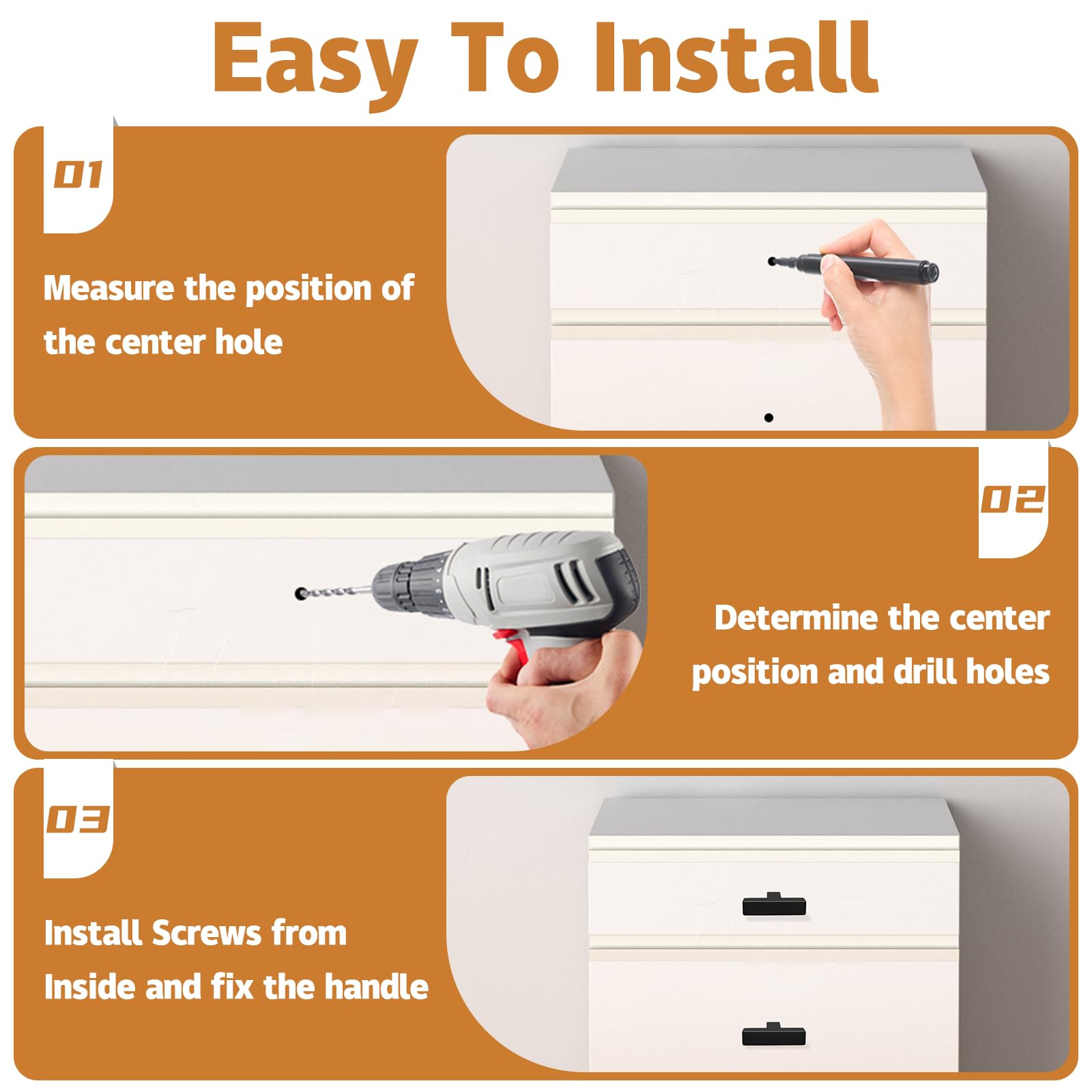 Snapklik.com : Matte Black Square Bar Cabinet Knobs, 15 Pack Stainless ...