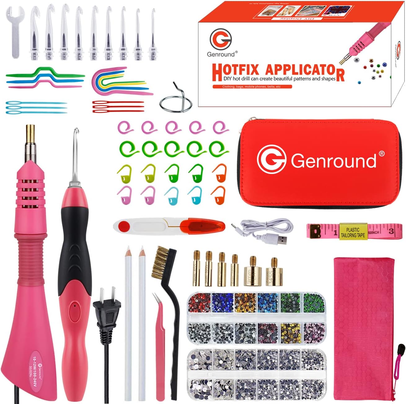Amazon.com: Genround Hotfix Rhinestone Applicator with 2 Boxes of ...