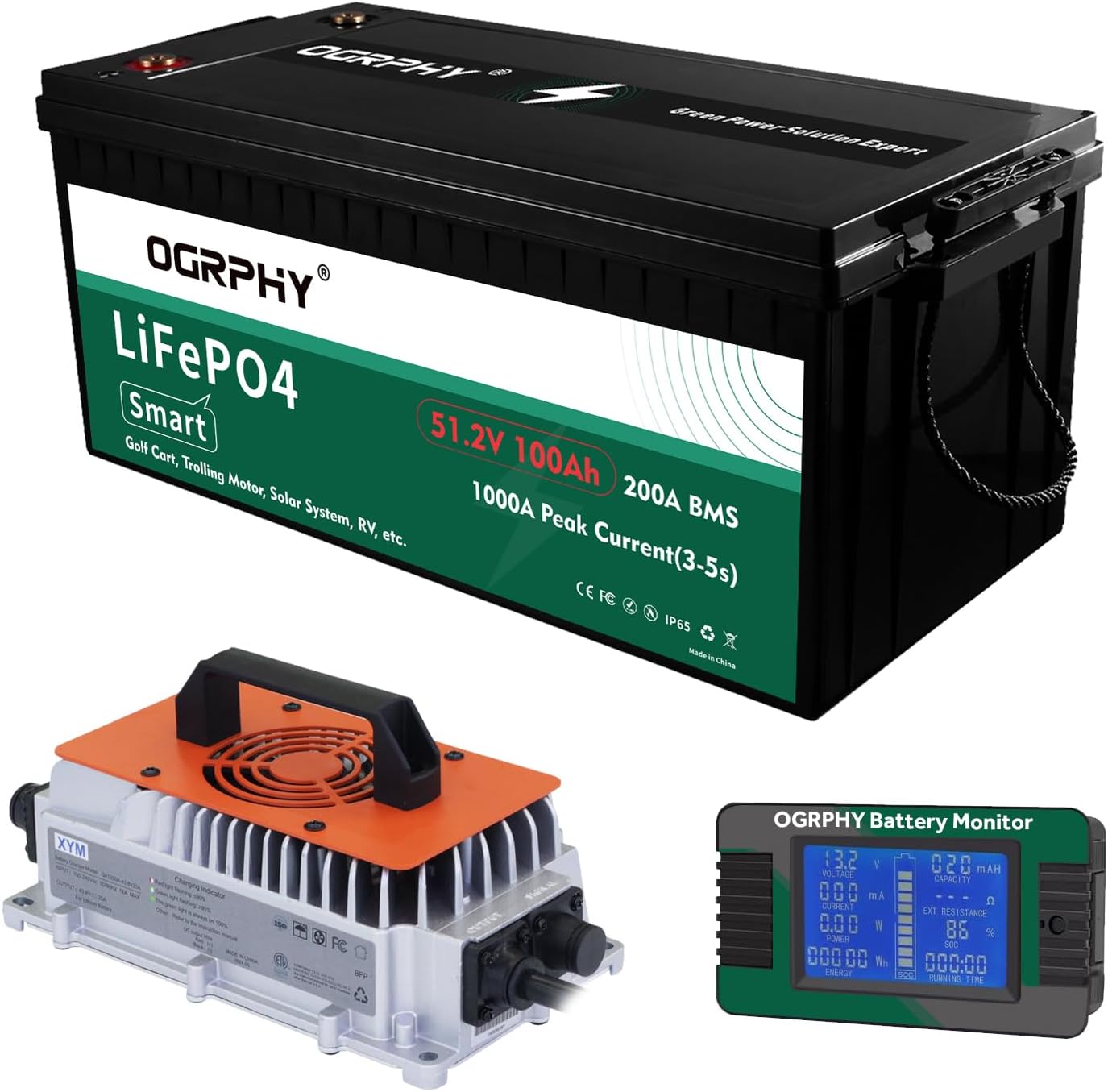 Amazon.com: 48V 50Ah LiFePO4 Lithium Battery, Built-in 50A BMS 2560Wh ...
