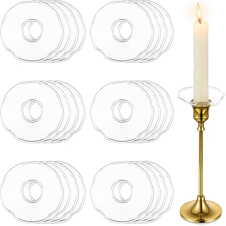 Amazon.com: Hewory Glass Bobeches for Candlestick Holders, 24 Pcs ...
