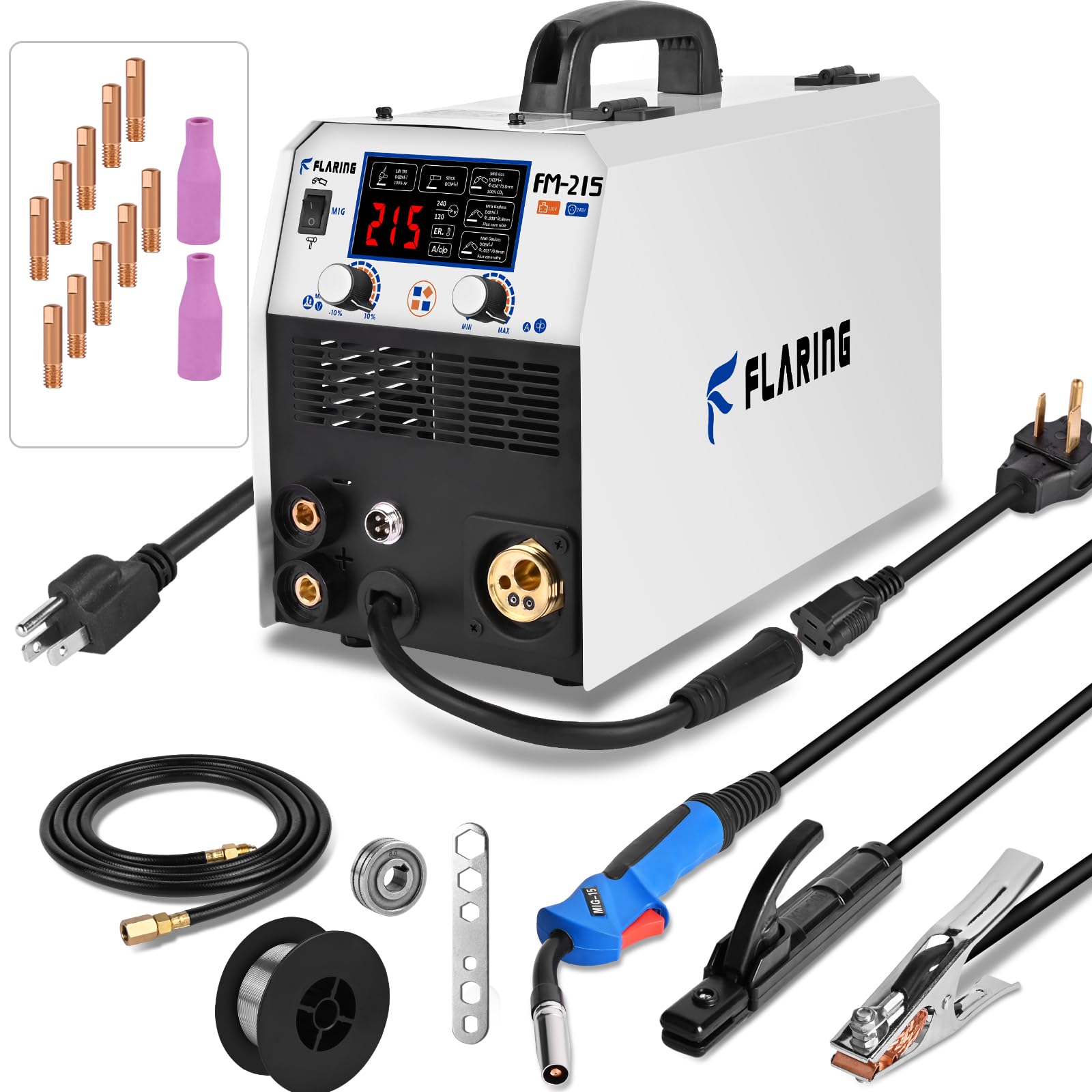 Buy FLARING MIG Welder, 215Amp LED Digital Display Synergic MIG 120V ...