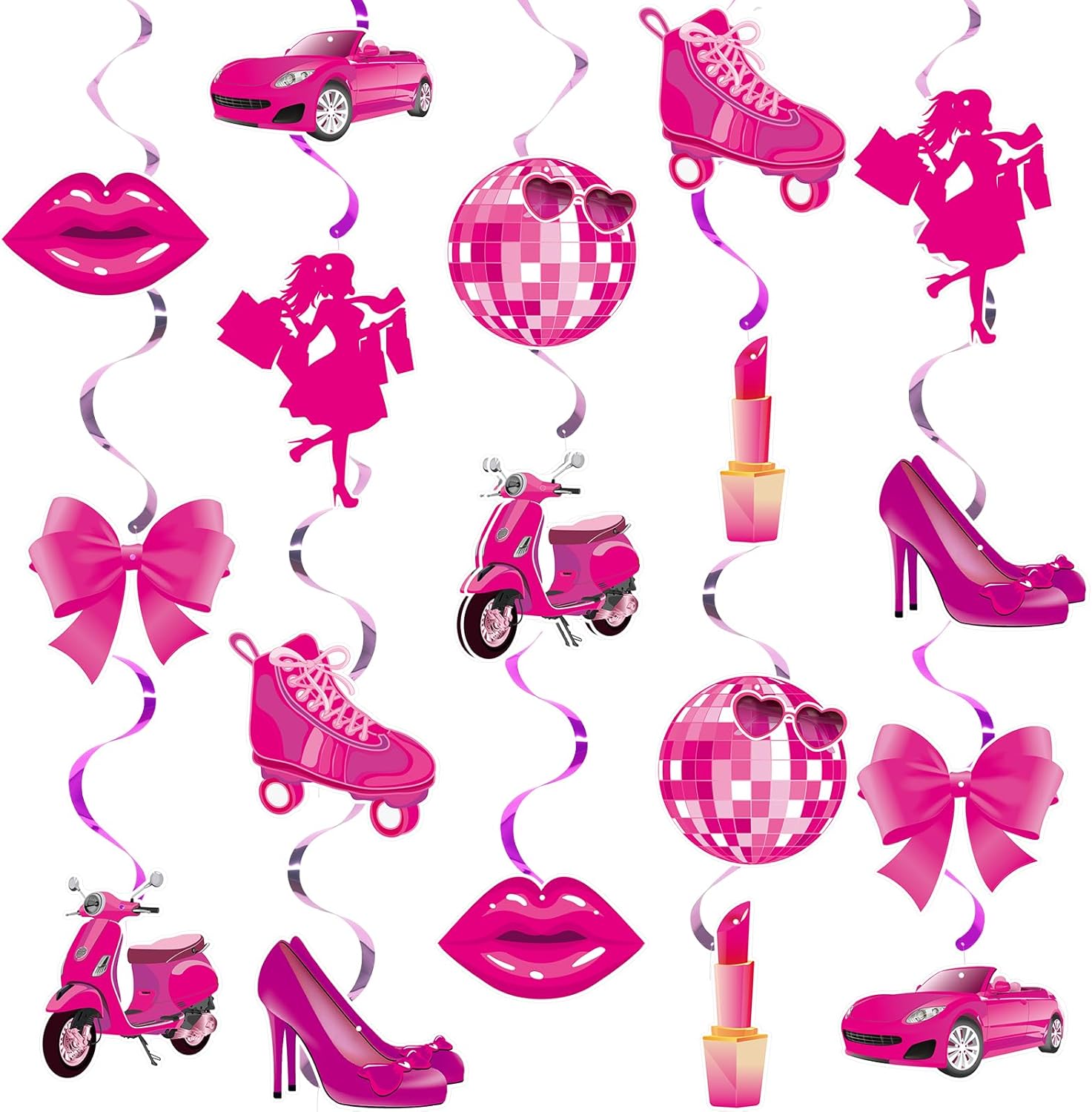 Amazon.com: Pink Party Decorations Hot Pink Girls Hanging Birthday ...