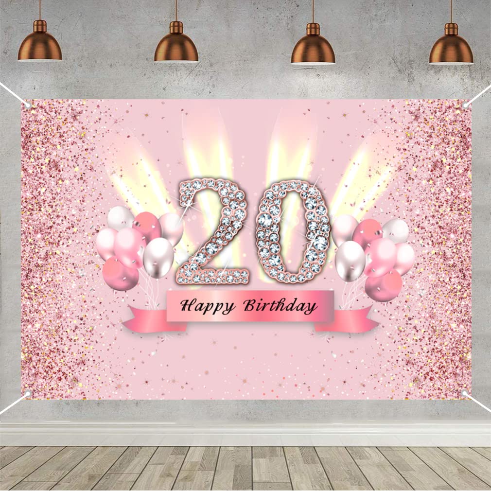 20th Birthday Decorations for Women Happy 20 Years Old Birthday Party ...