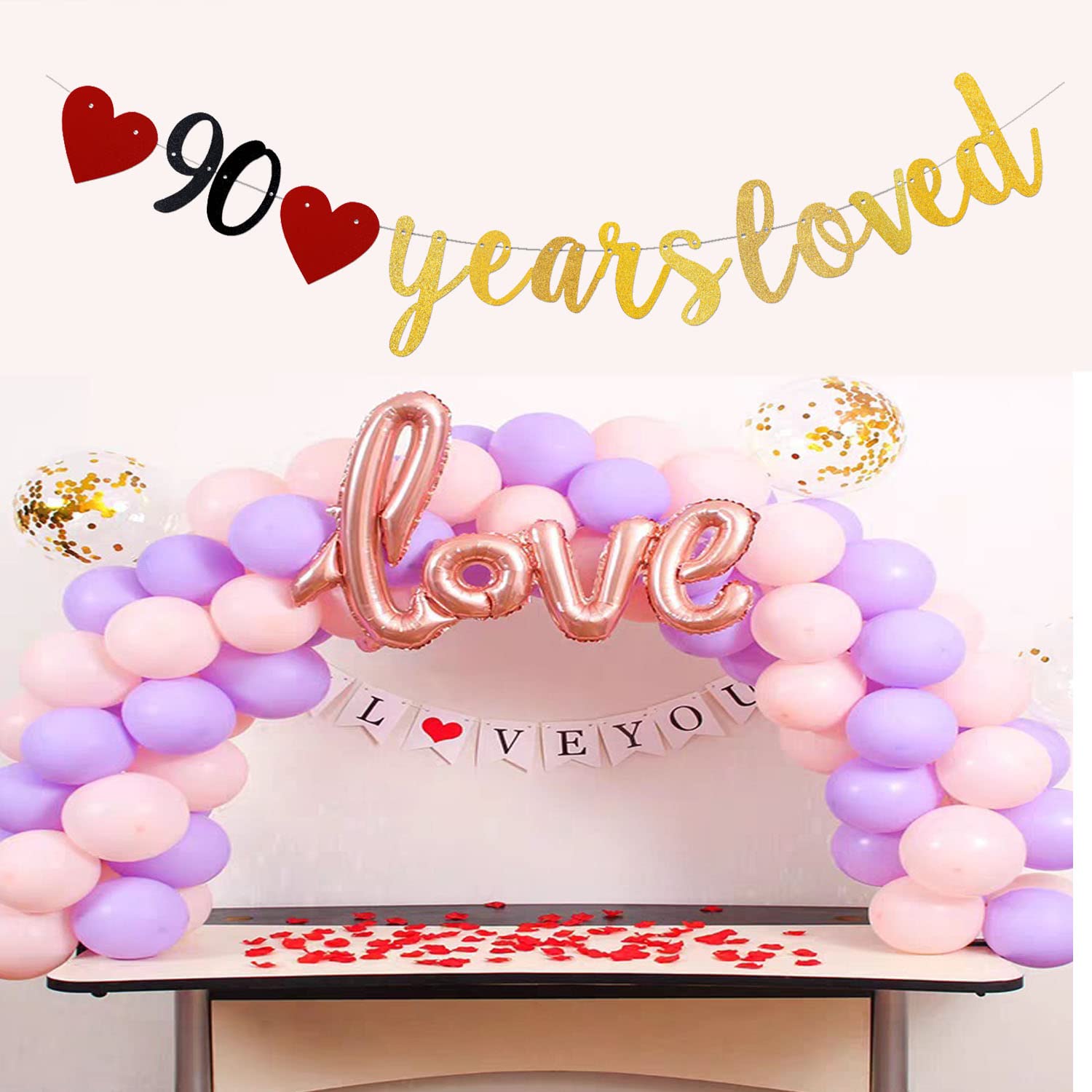 Milestone Birthday Decor 90 Years Loved Birthday Banner - Happy 90th ...