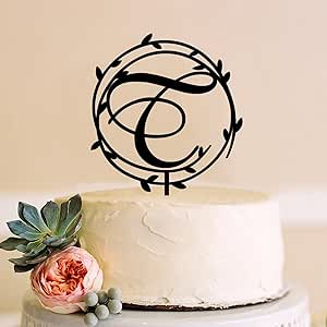 Amazon.com: Personalized Initials T Wedding Cake Topper, Rustic ...