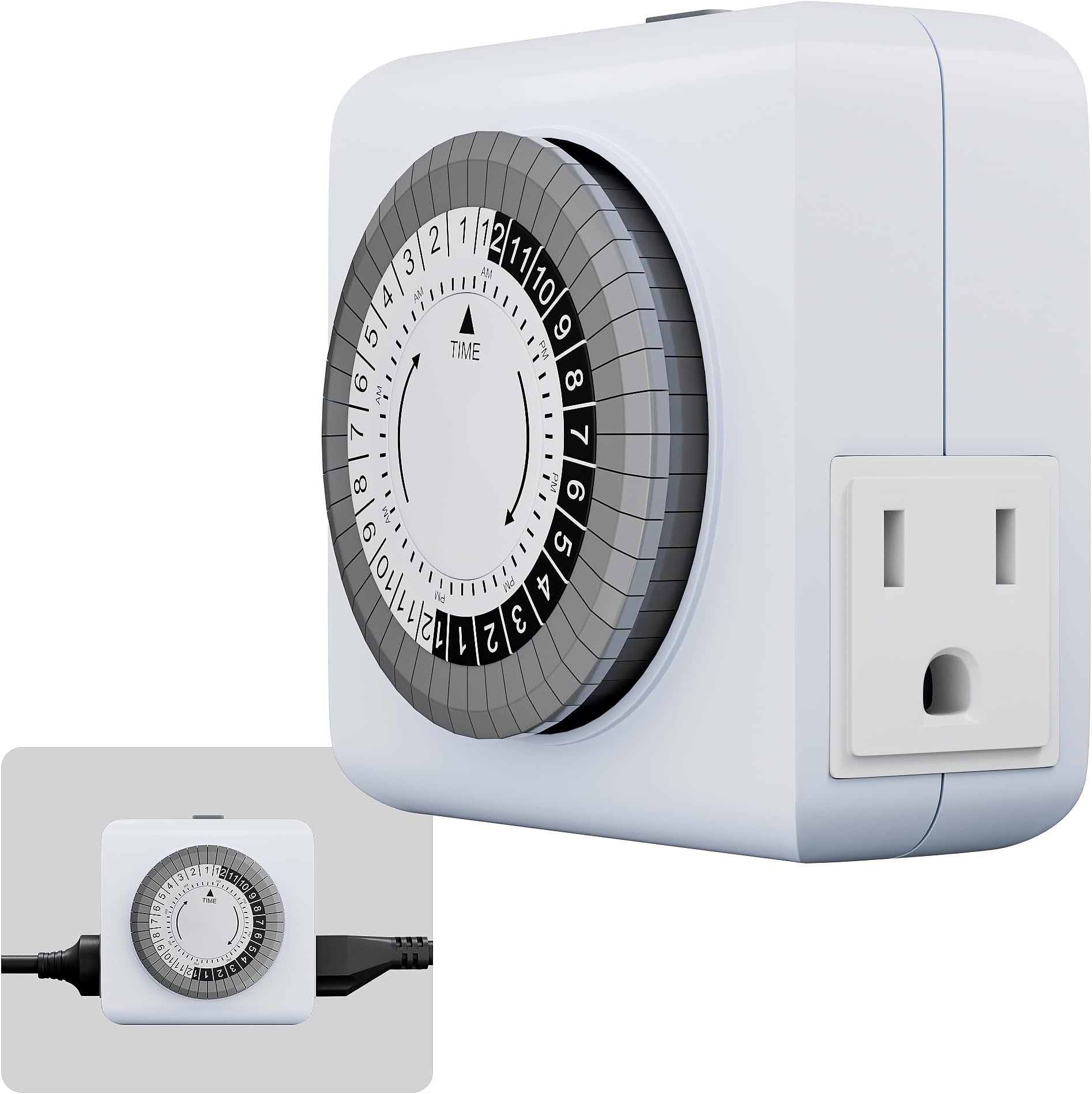 Clear Power Indoor Timer (Dual Pack) 1 Polarized Outlet 24 Hour ...