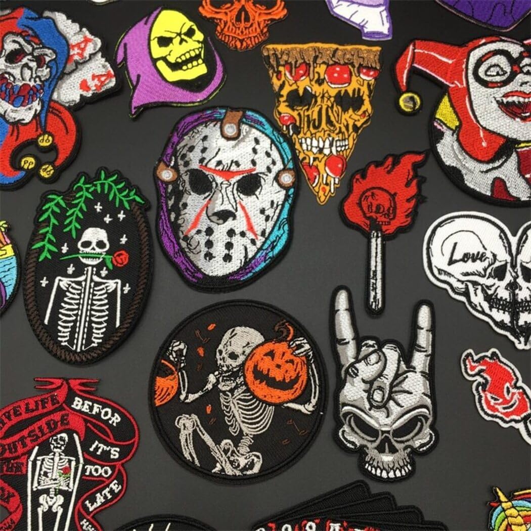 Amazon.com: 25PCS Skull Patches for Rock Band Patches Japan Fabric Imported Iron-on Embroidered ...