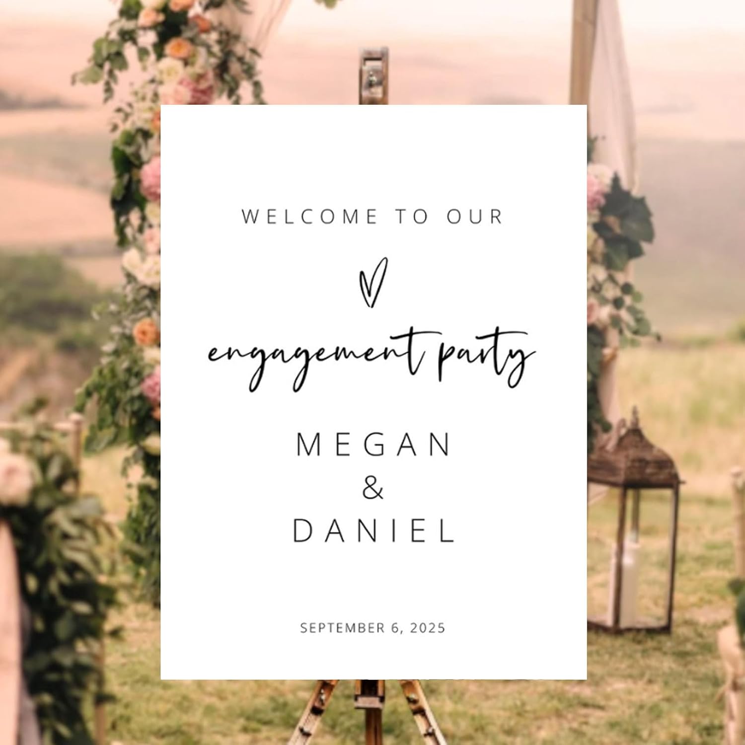 Amazon.com : Modern Engagement Party Welcome Sign Template, Love Heart ...