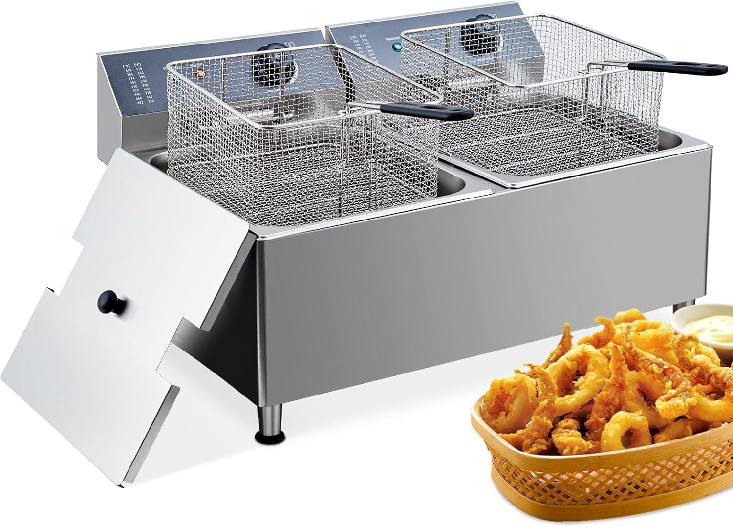 Amazon.com: Deep fryers Commercial Deep Fryer 11L x 2, Large Dual Tank ...