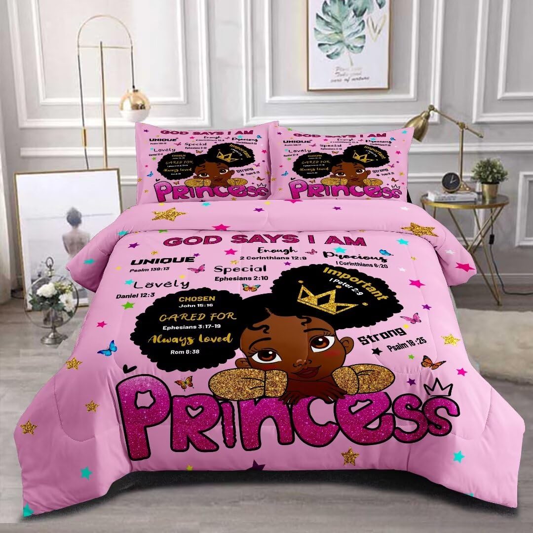 Amazon.com: GRAT TIOC Black Girl Magic Comforter Set Queen,Black Girl ...