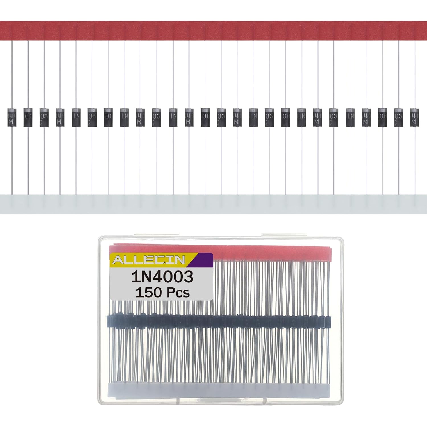 ALLECIN 150Pcs 1N4003 Rectifier Diode 1A 200V IN4003 Silicon Inline ...