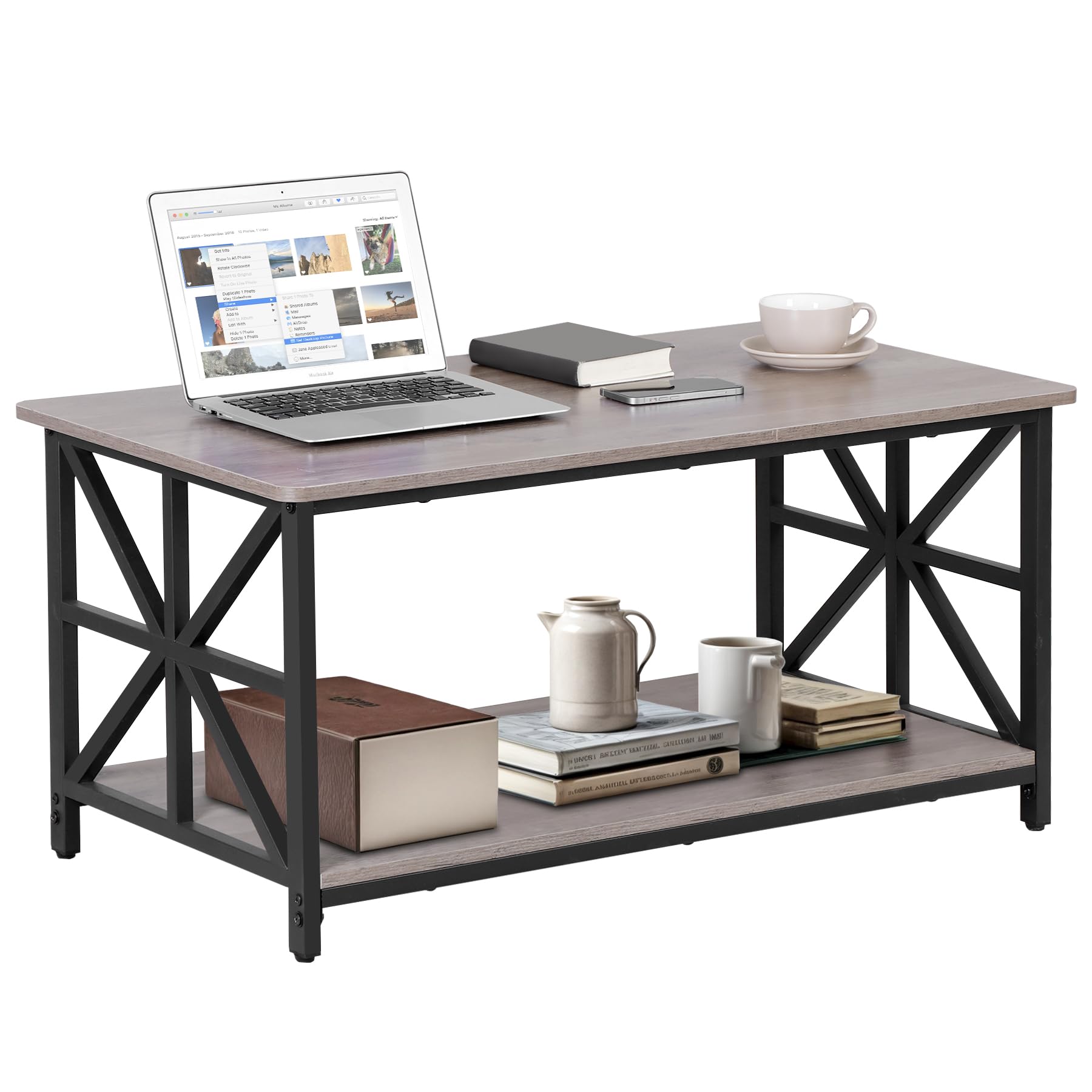 Amazon.com: ZENY 2 Tier Wood Coffee Table for Living Room, Rectangular ...