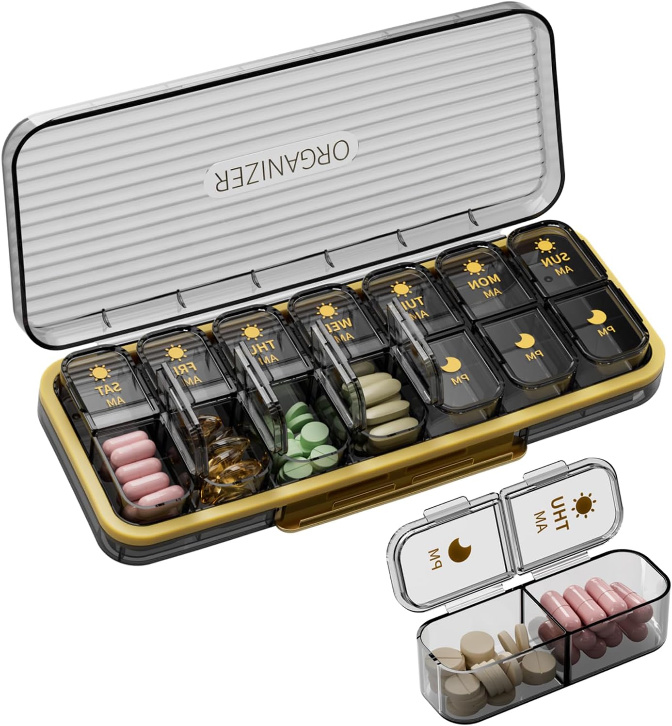 GLAMFORT Weekly Pill Organiser, Pill Boxes 7 Day 2 Times A Day ...