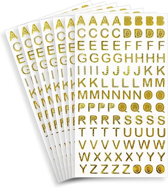 Amazon.com: 7 Sheets Gold Letter Stickers, Self Adhesive 1 inch ...