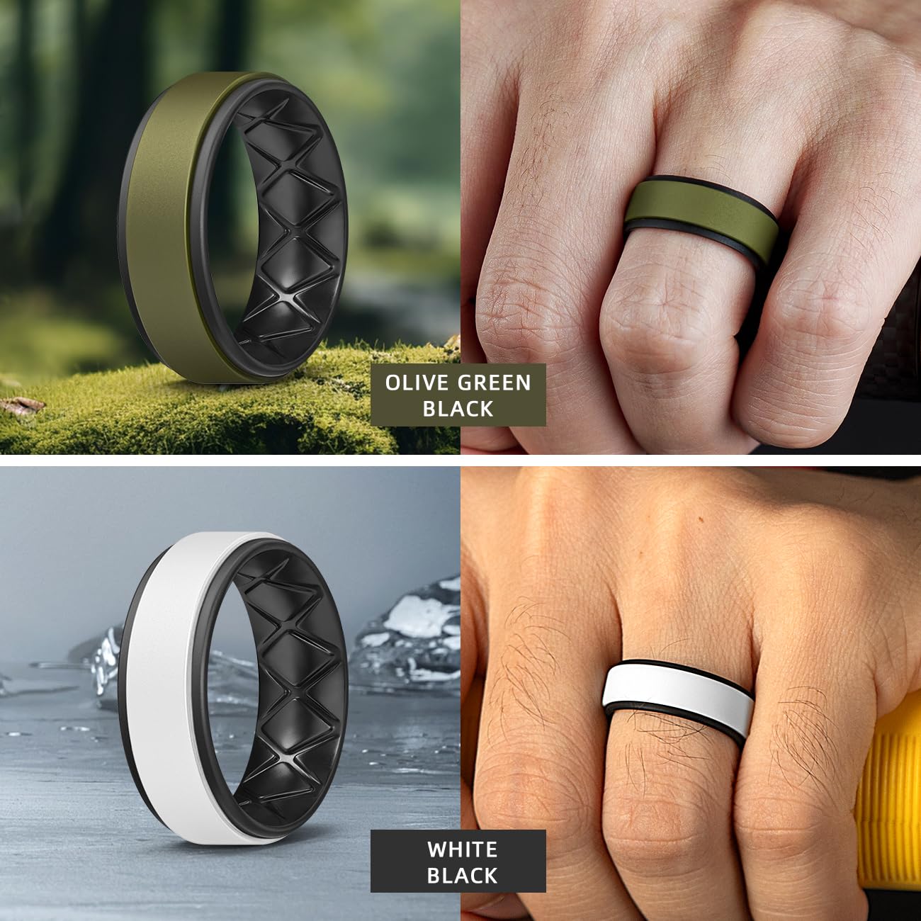 Snapklik.com : Egnaro Silicone Rings For Men 1/4/5/6/7 Multipack Of ...