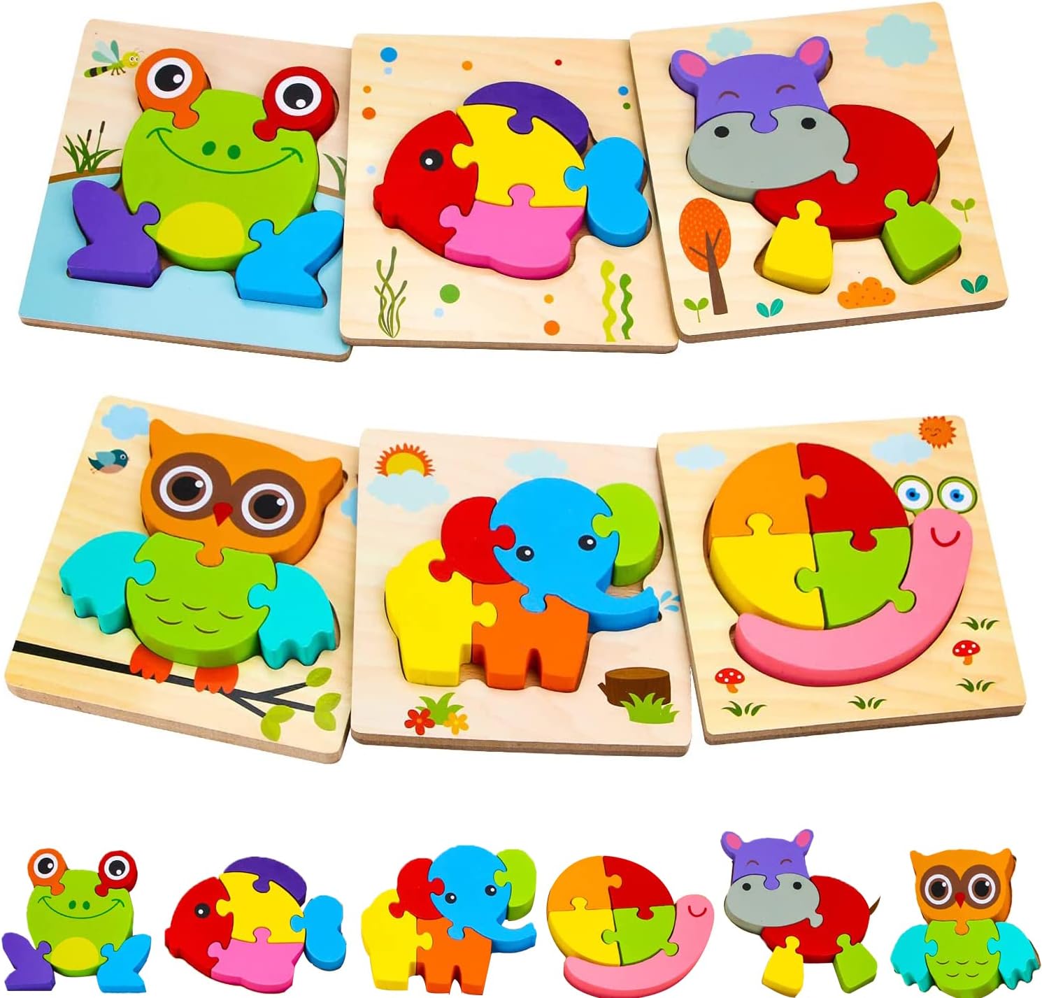 MAGIFIRE Wooden Toddler Puzzles Gifts Toys for 1 2 3 Year Old Boys ...