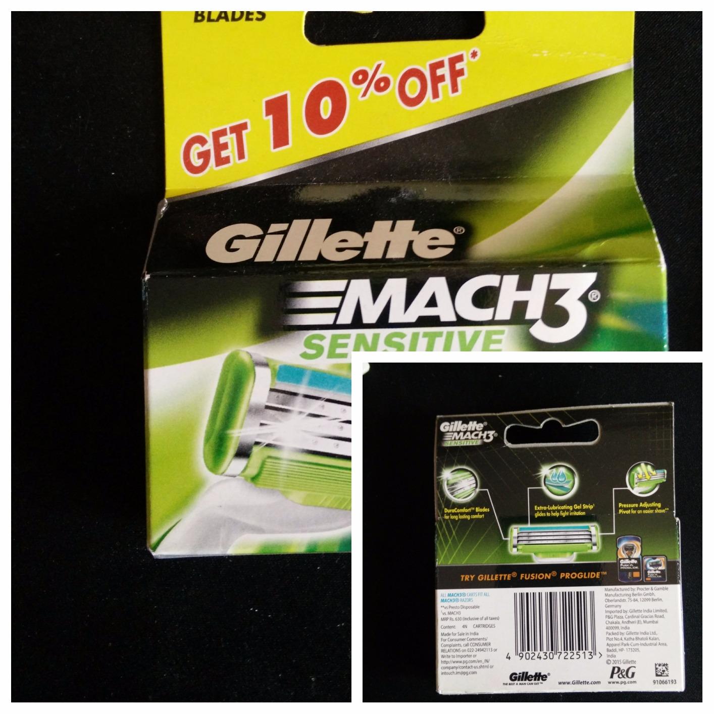 Buy Gillette Mach3 Sensitive Blades - 4 Cartridges, Men Online at Low ...