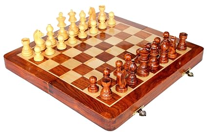 Buy StonKraft 12"X 12" Collectible Foldable Wooden Chess Game Board Set ...