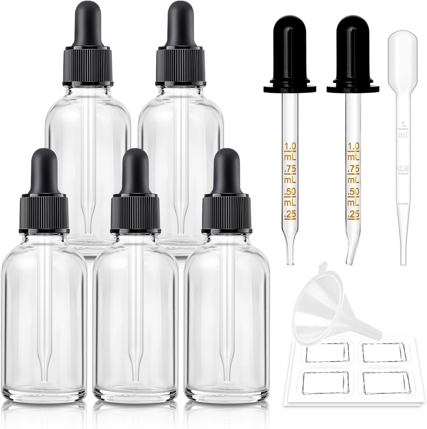 Amazon.com: Bumobum 5 Pcs, 1 oz Clear Dropper Bottle with 2 Extra Glass ...