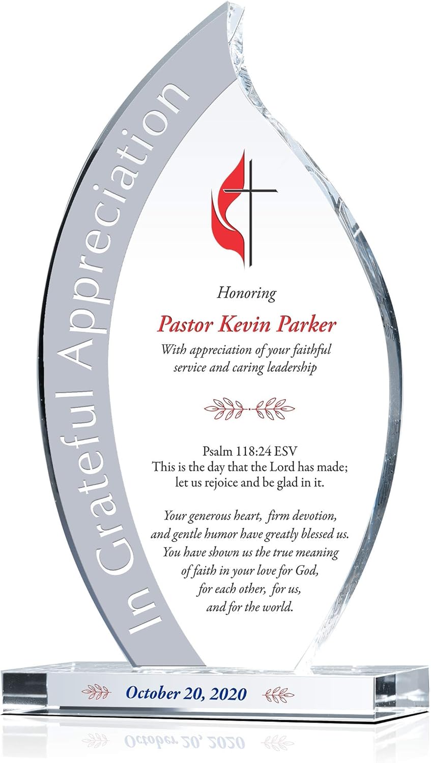 Personalized Crystal Methodist Church Pastor Appreciation Plaque ...
