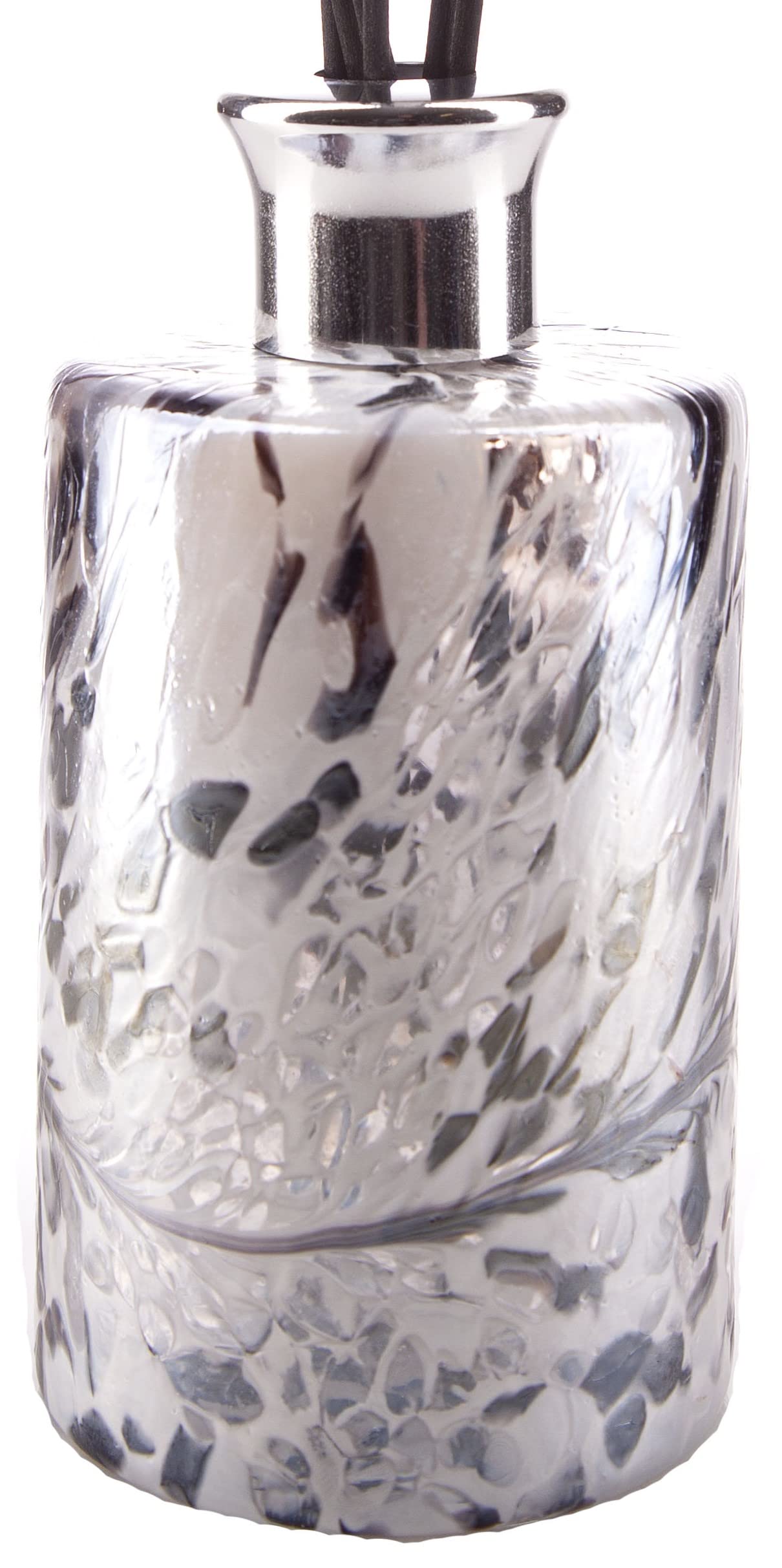 Amelia Art Glass Reed Diffuser Tall Cylinder in White Grey Frosted ...