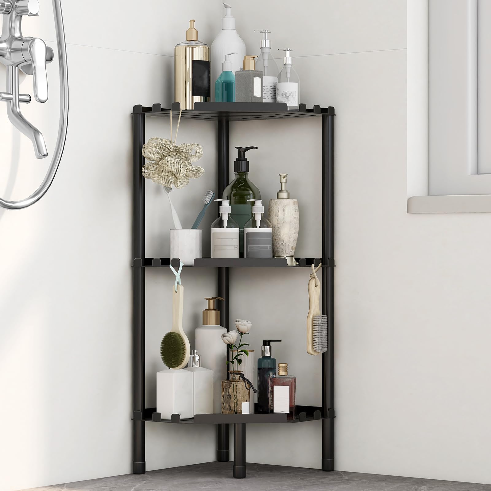 Amazon.com: Corner Shower Caddy Standing, 3 Tier Shower Organizer Stand ...