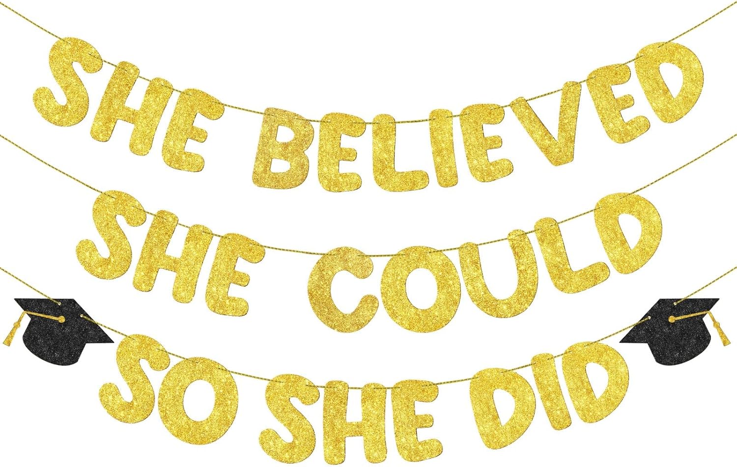 Amazon.com: Fulmoon Pre Strung She Believed She Could So She Did Banner ...