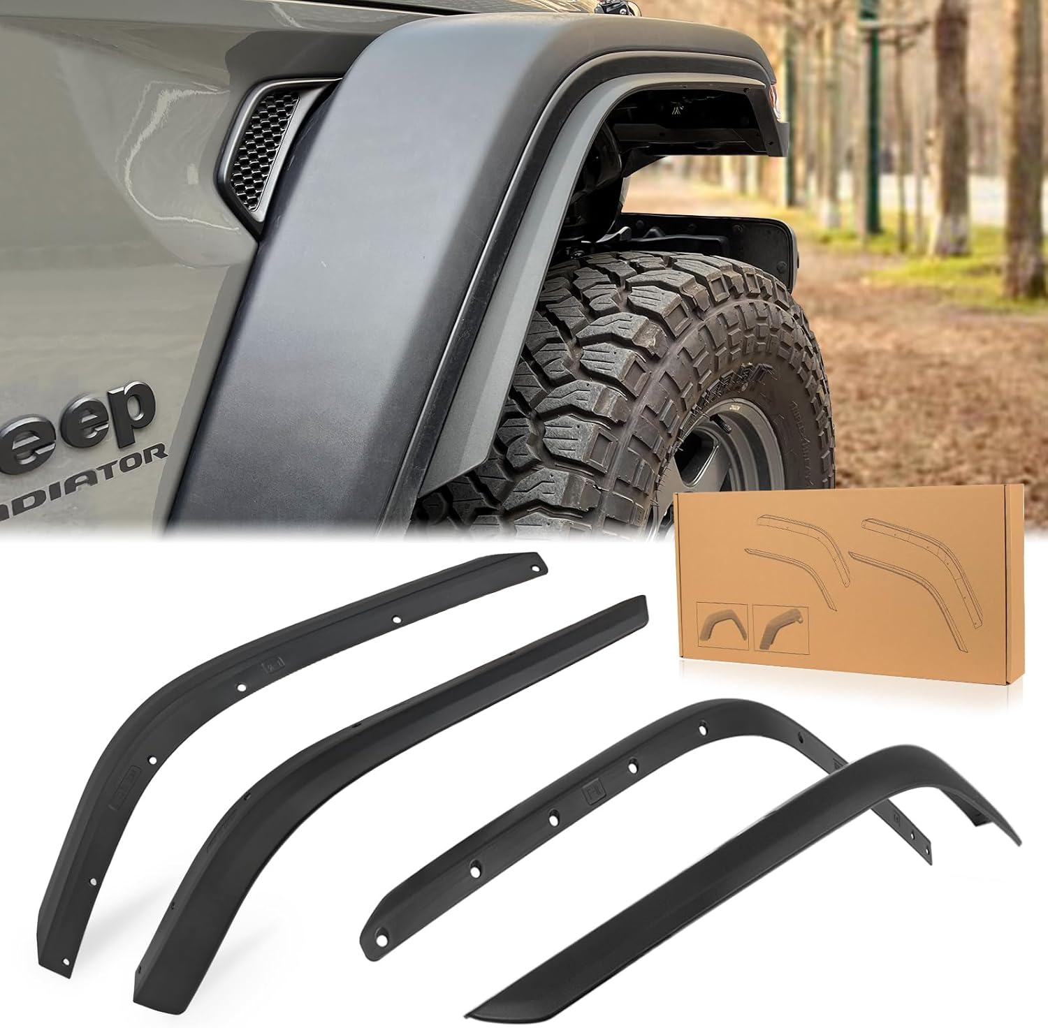 Front & Rear Fender Flares Compatible with 2020-2023 Jeep Wrangler ...