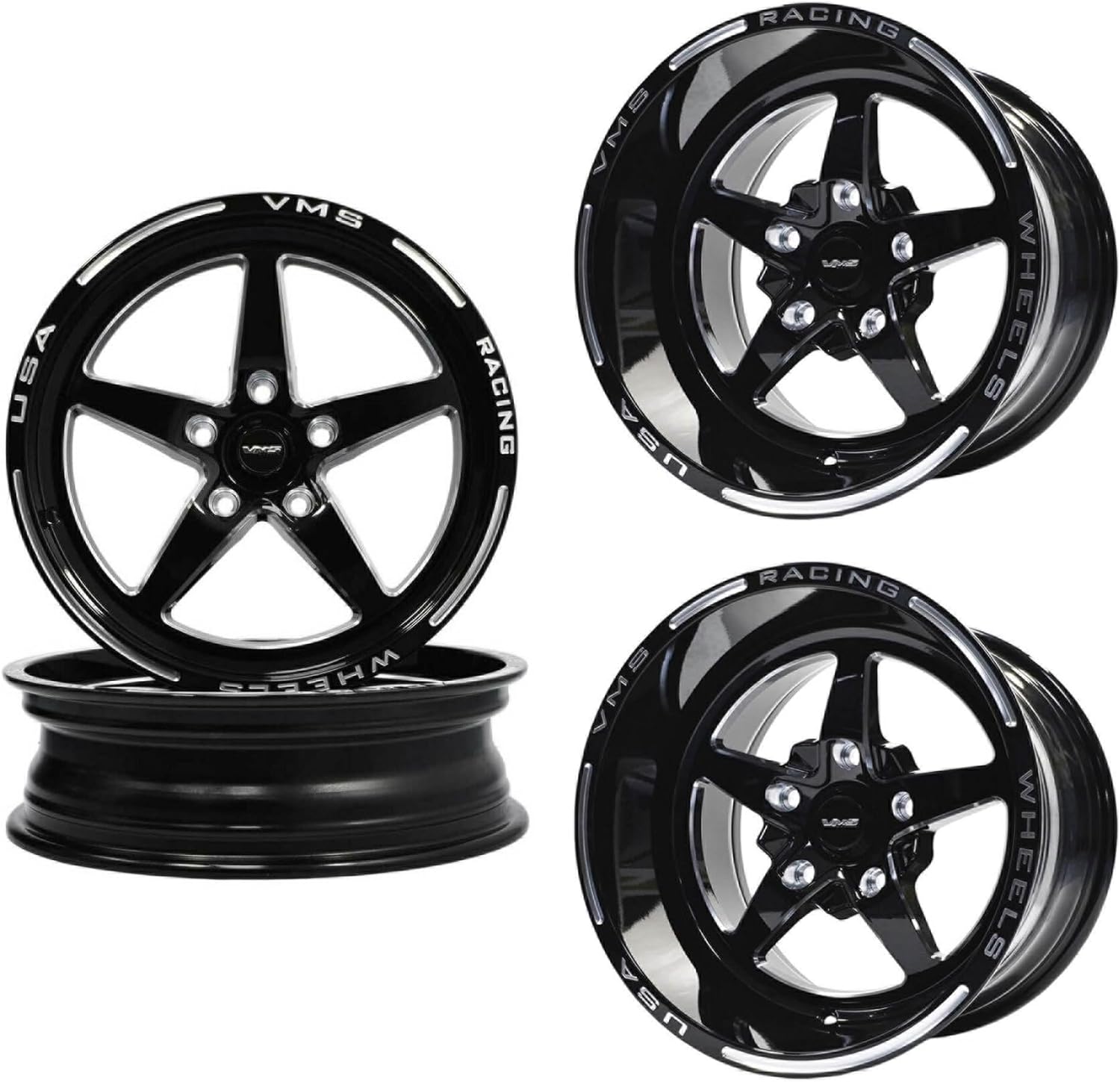 Amazon.com: VMS Racing Drag Pack Wheel Set 17x4.5-25ET & 15X10 +20ET ...