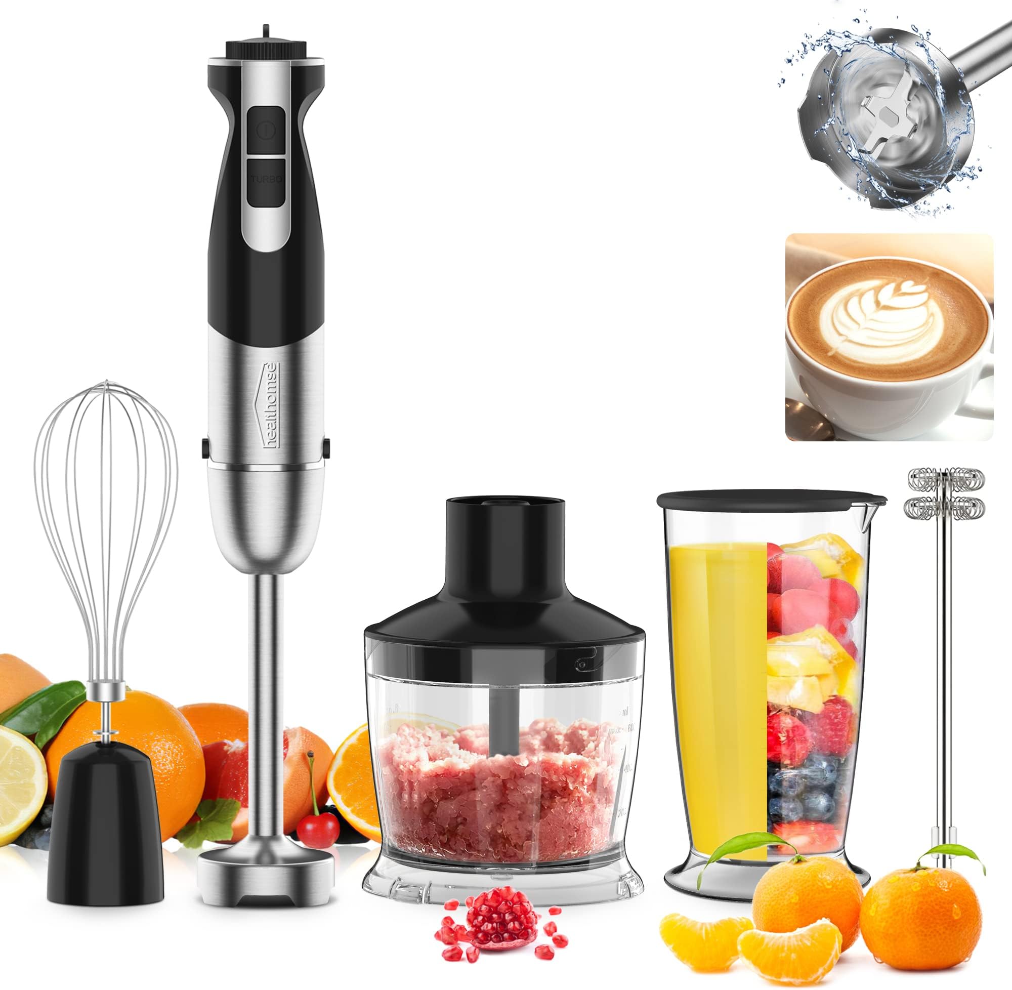 Amazon.com: Electric Immersion Blender Handheld 1200W, 5-in-1 Hand ...
