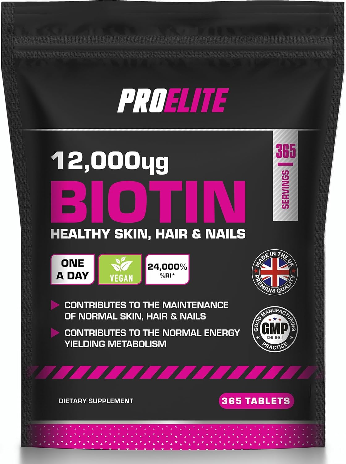 Biotin Hair Growth Supplement 12,000mcg - 365 Vegan High Strength ...