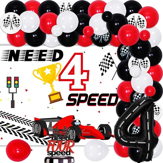 Amazon.com: Need Four Speed Birthday Party Decorations, Racing Car 4th ...