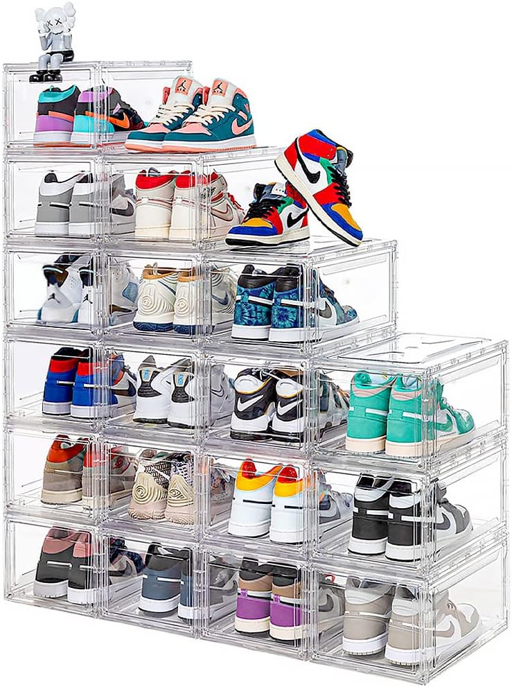 Amazon.com: 12 Pack Acrylic Clear Shoe Boxes– Ultra Clear Plastic ...