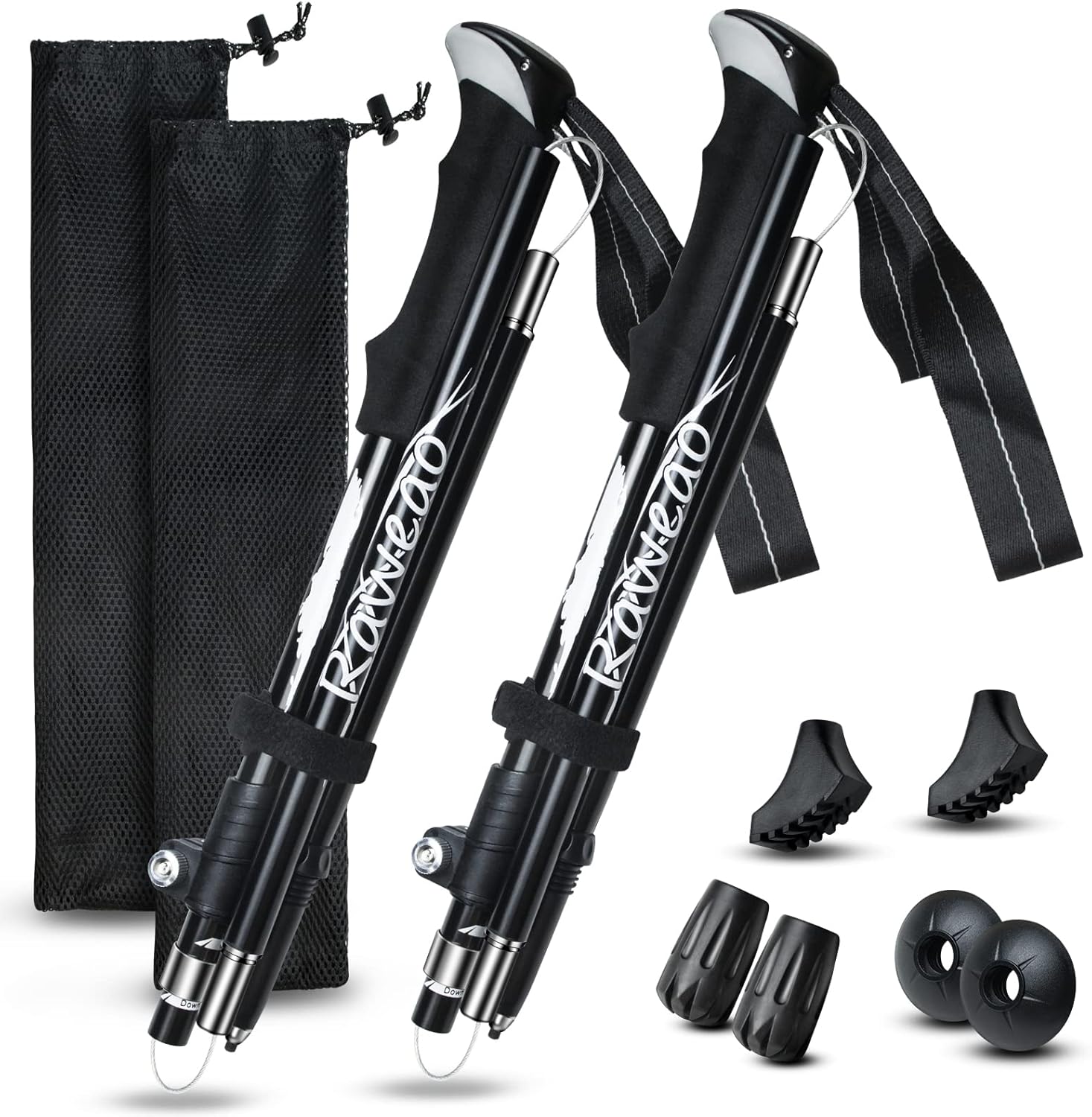 Nordic Walking Poles - 2 Pack Collapsible Trekking Hiking Poles with ...