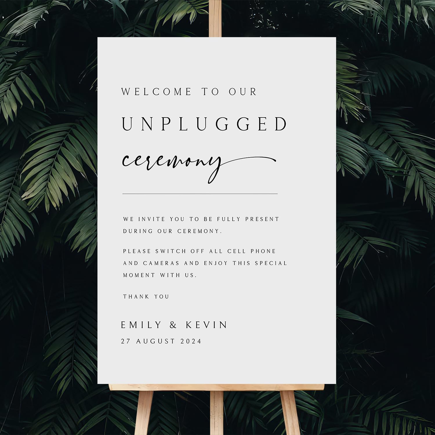 Amazon.com: Unplugged Ceremony Sign, Unplugged Ceremony Sign, Elegant ...