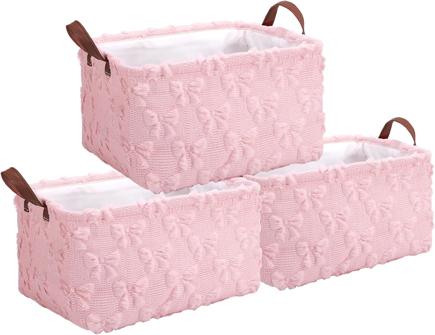 Amazon.com: Kathfly 3 Pcs Pink Storage Bins Pink Bow Foldable Storage ...
