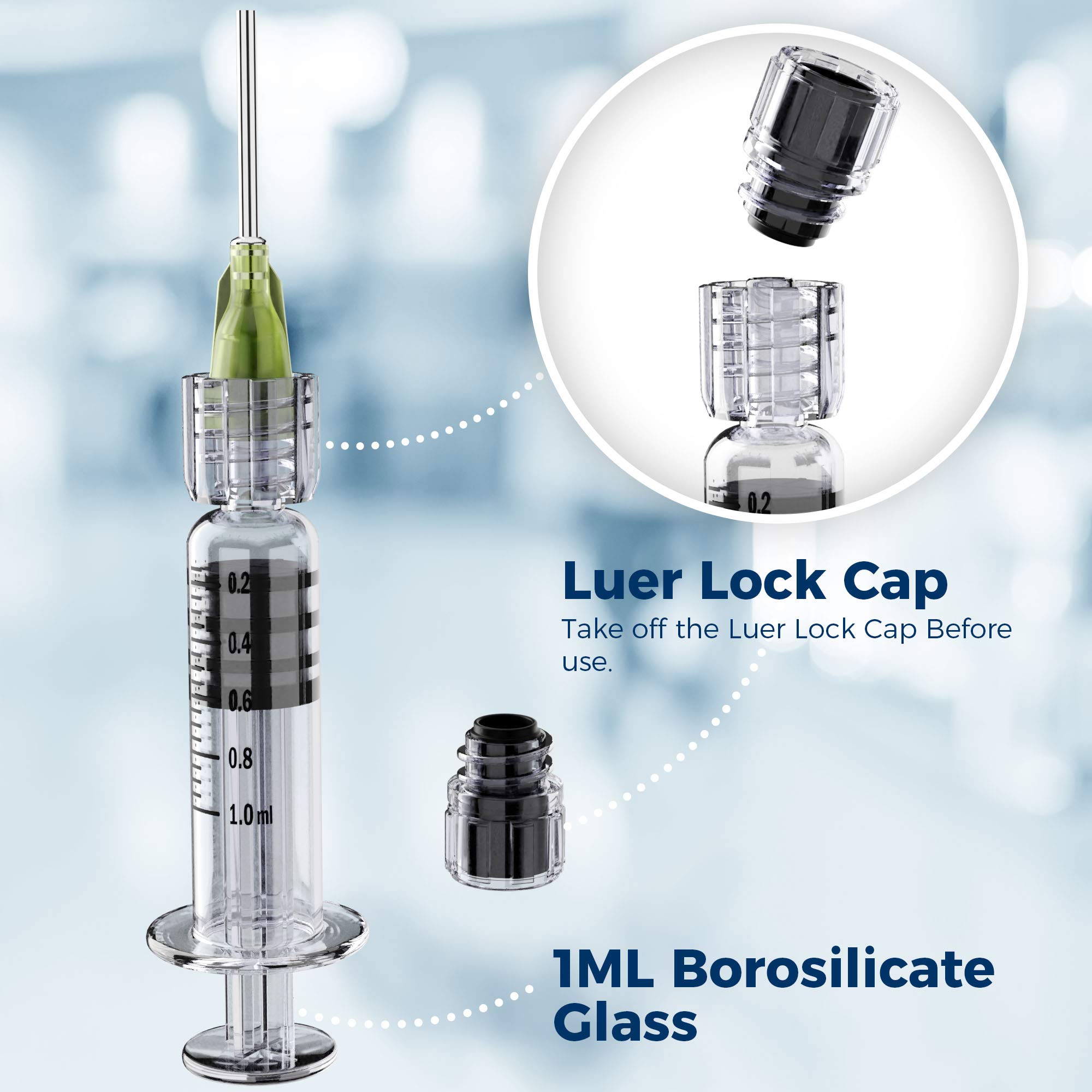 Snapklik.com : MyMed 3 Pack Borosilicate Glass Luer Lock Syringe 1ml ...