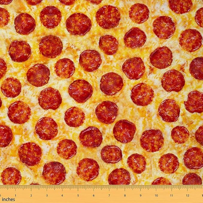 Amazon.com: Pepperoni Pizza Upholstery Fabric by The Yard, Funny Food ...