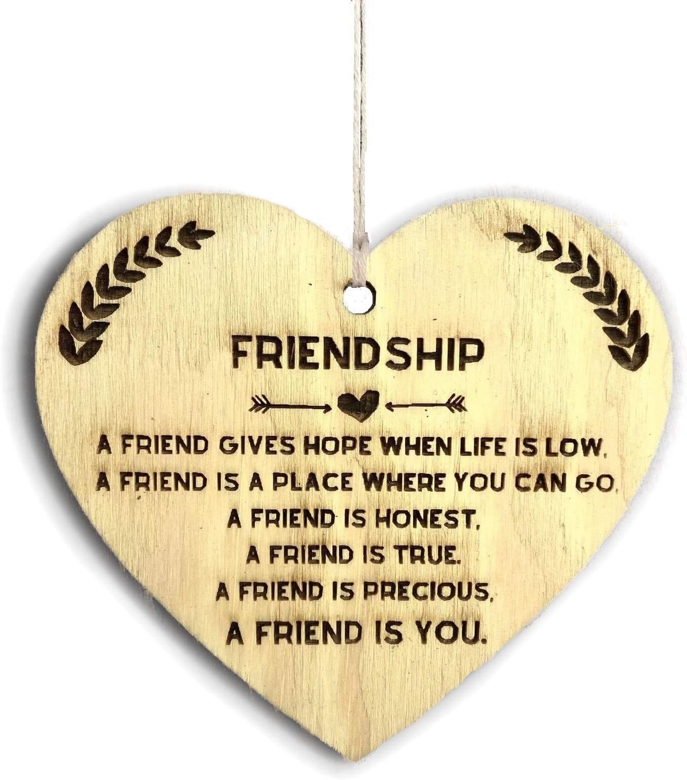 Handmade Wooden Hanging Heart Plaque Gift Perfect for your Best Friend ...