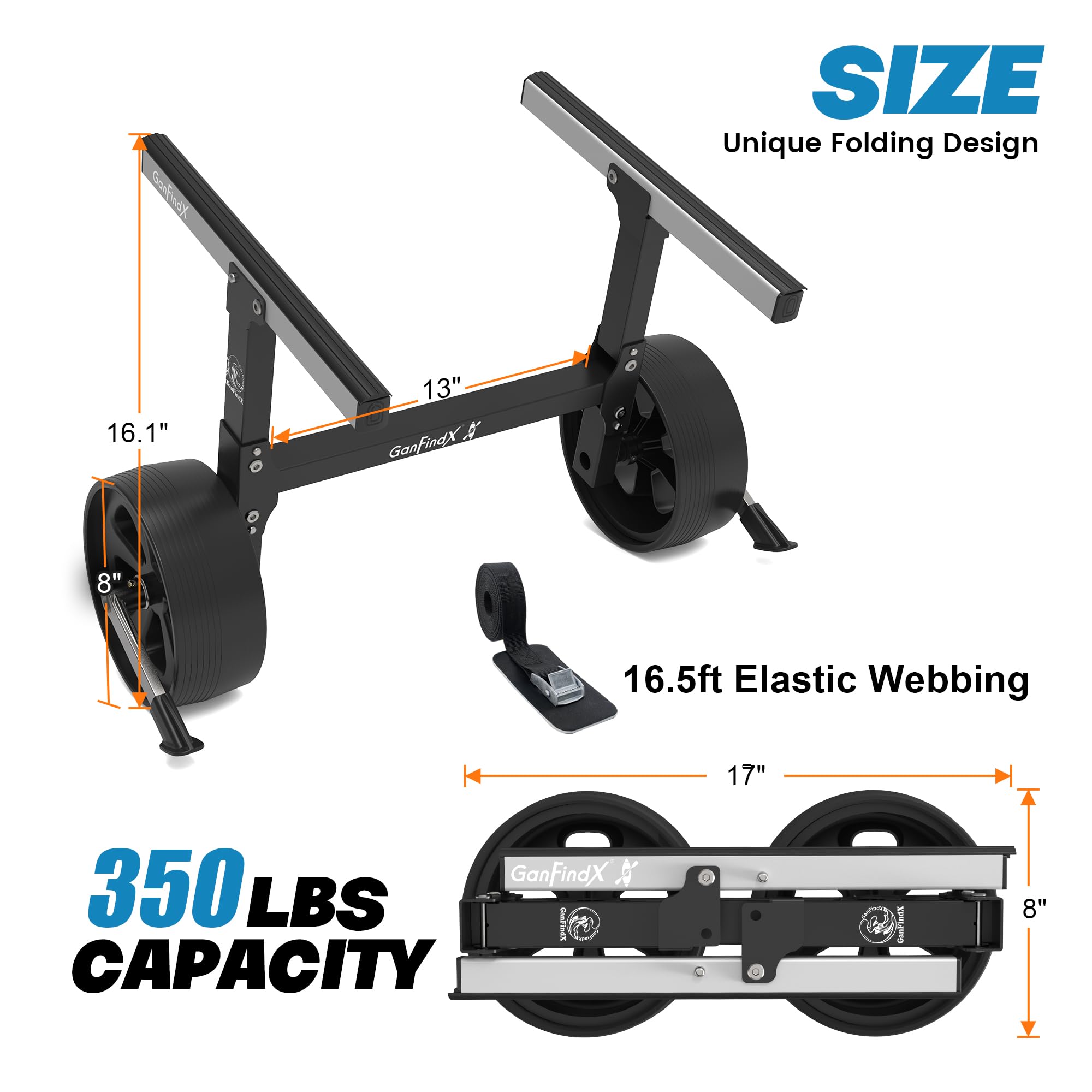 Snapklik.com : GanFindX Heavy-Duty Folding Kayak Cart Dolly W/Puncture ...