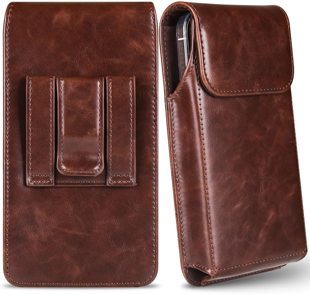 Amazon.com: Miimall Leather Cell Phone Holster with Belt Loop, Phone ...