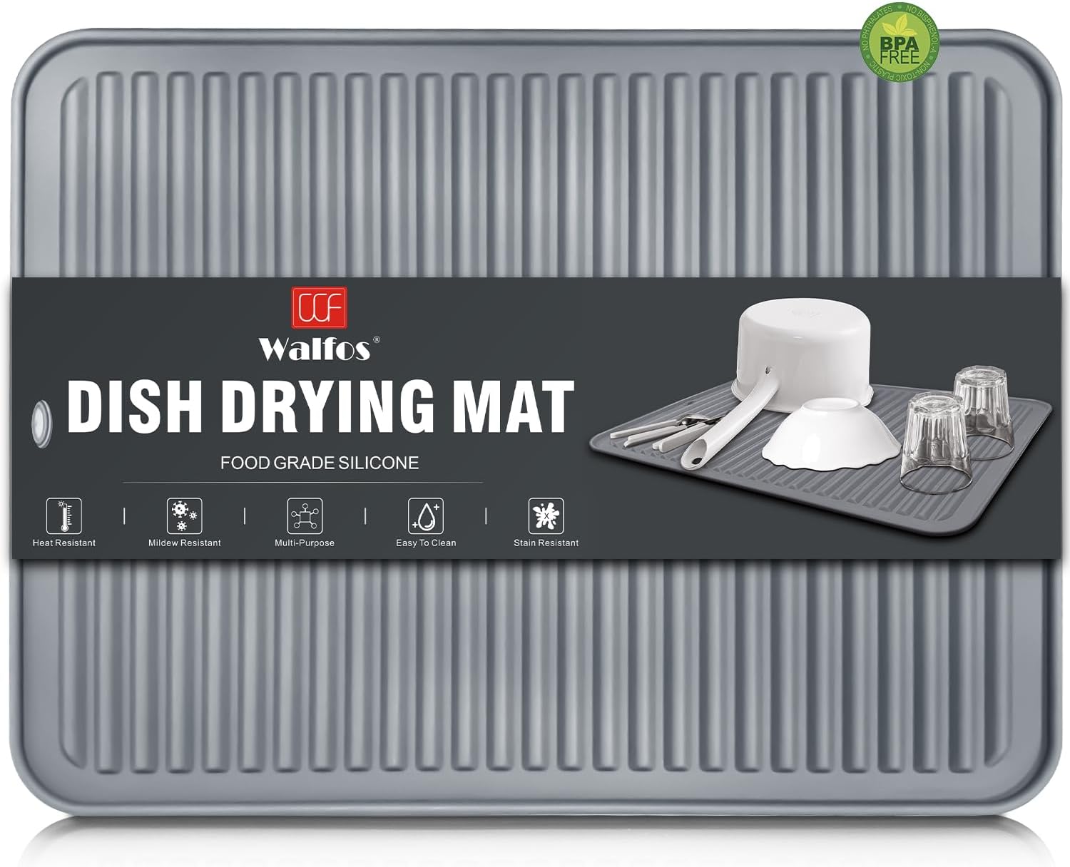 Amazon.com: Walfos Dish Drying Mat for Kitchen Counter, Heat Resistant ...