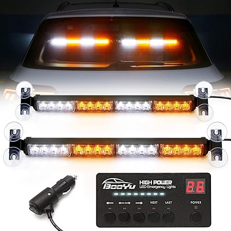 Amazon.com: Xprite LED Visor Strobe Light Bar Interior Sunshield ...