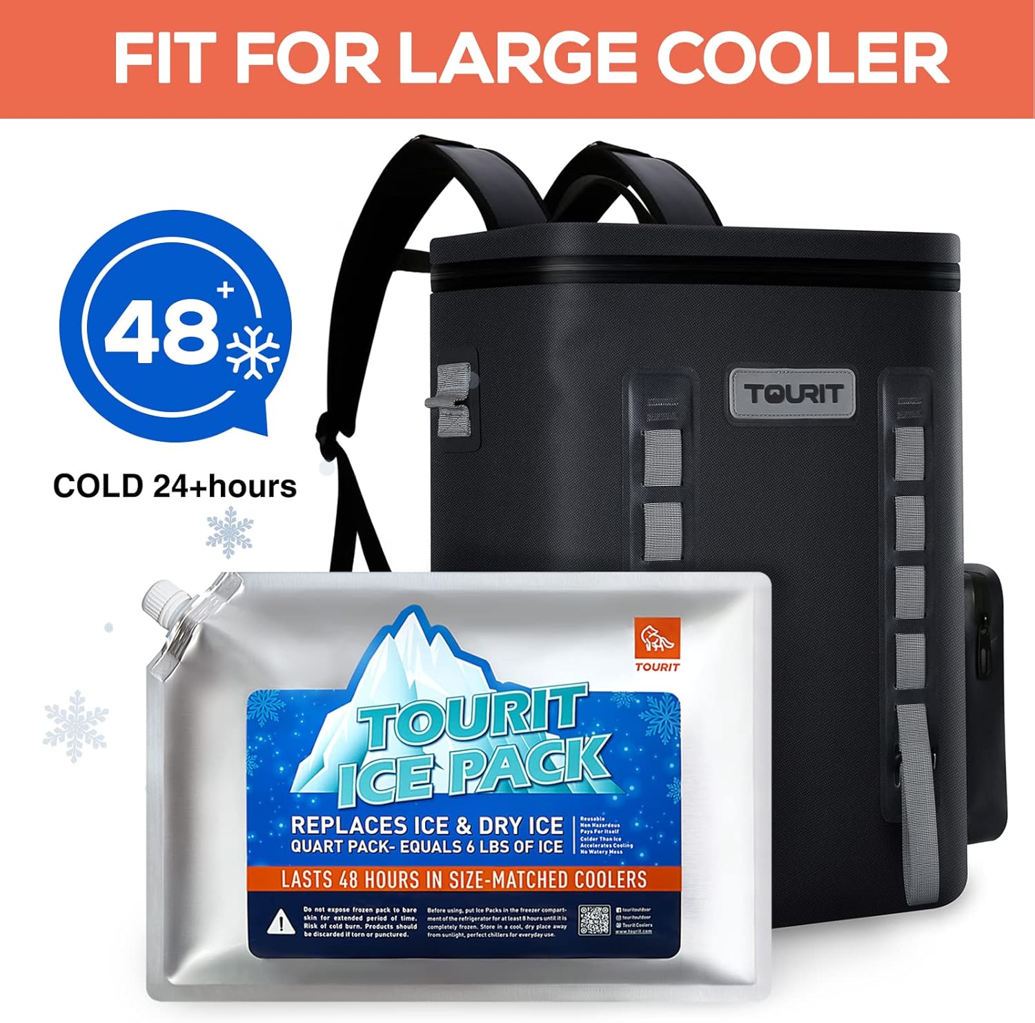 TOURIT Reusable Ice Packs for Coolers Long Lasting Cooler Ice Packs for ...