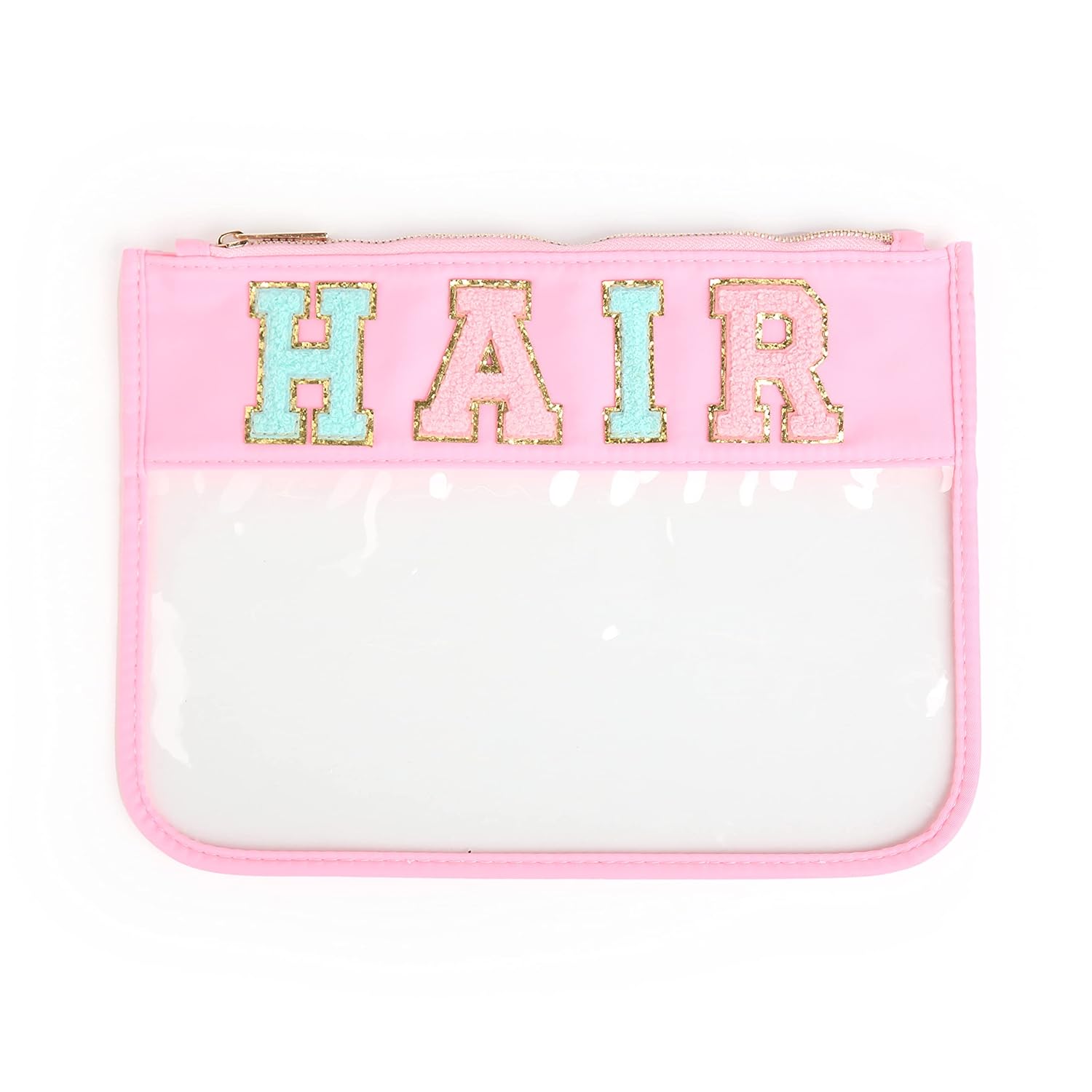 Amazon.com: Varsity Letter Pouch Clear Zippered Bag with Chenille and ...