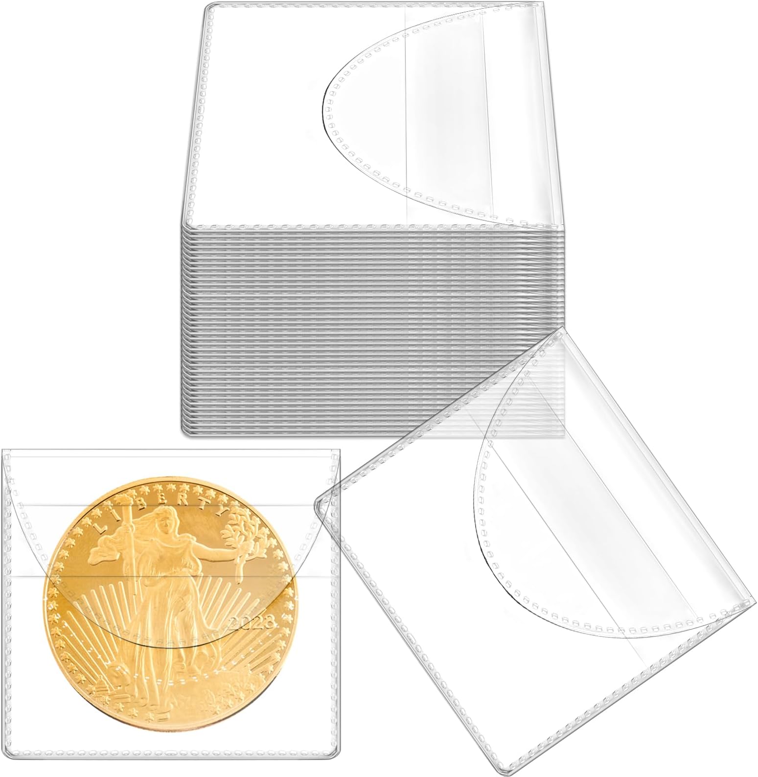 Amazon.com: Mauproy 50PCS Single Pocket Coin Sleeves, 2.2 x 2.2 Inches ...