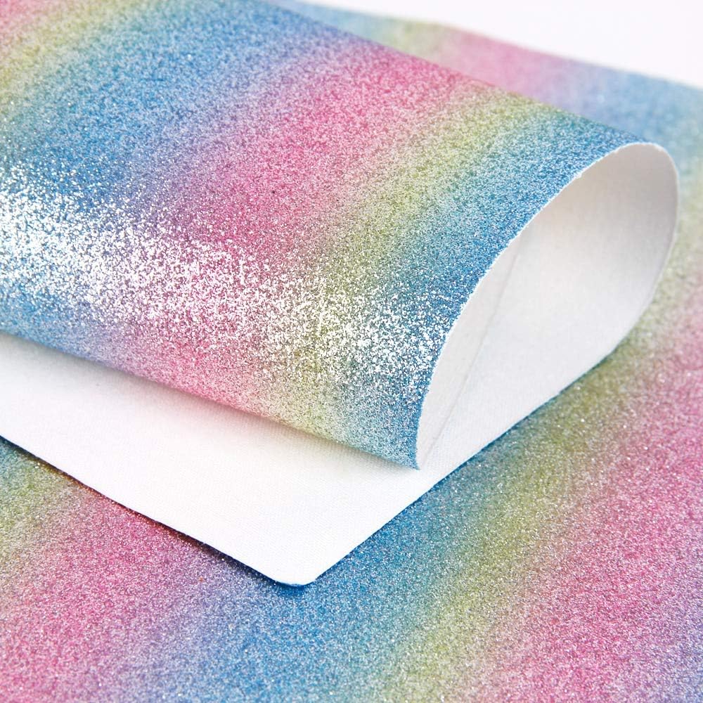 Amazon.com: 8x13 Inch Rainbow Glitter Faux Leather- Synthetic Leather ...