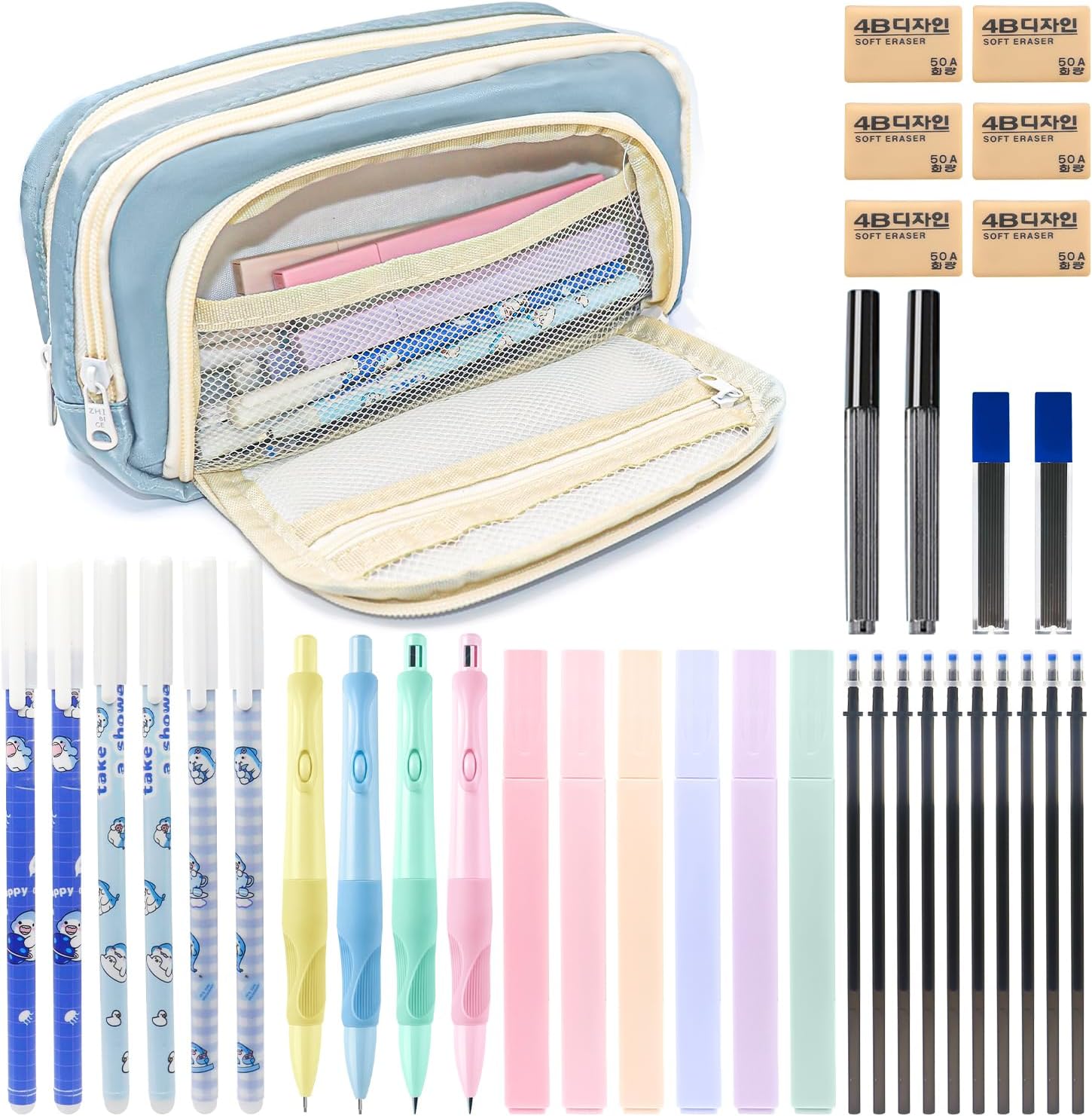 41 Pcs Aesthetic School Supplies With Large Capacity Stationery ...